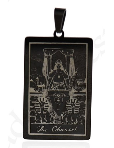 AC541 - Carta Tarot VII "The Chariot", el carro, negra